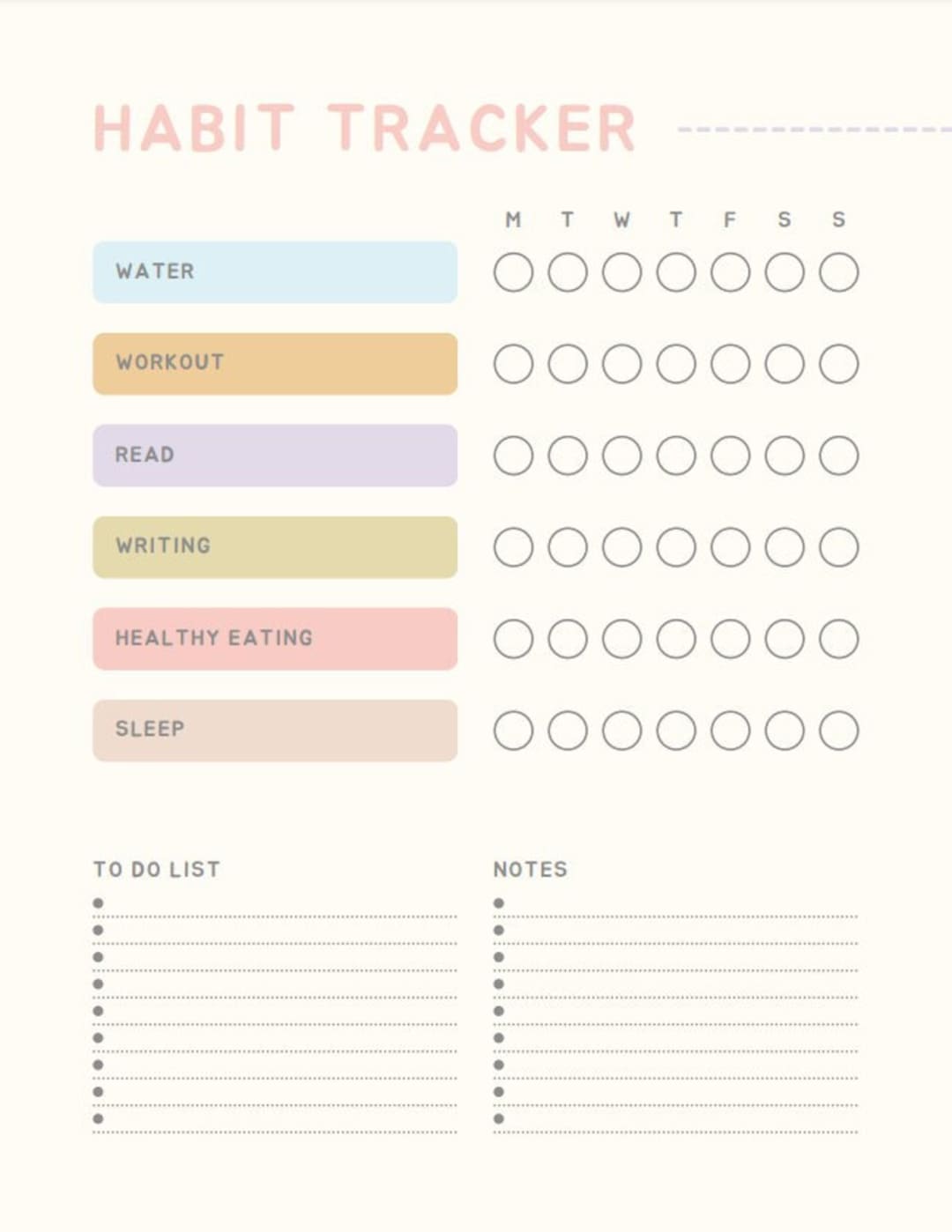 Bubbly Colorful Habit Tracker, Checklist Planner, Digital Download ...