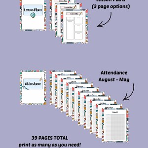 Teacher Planner, Academic Planner for Teachers, School Theme Doodles ...