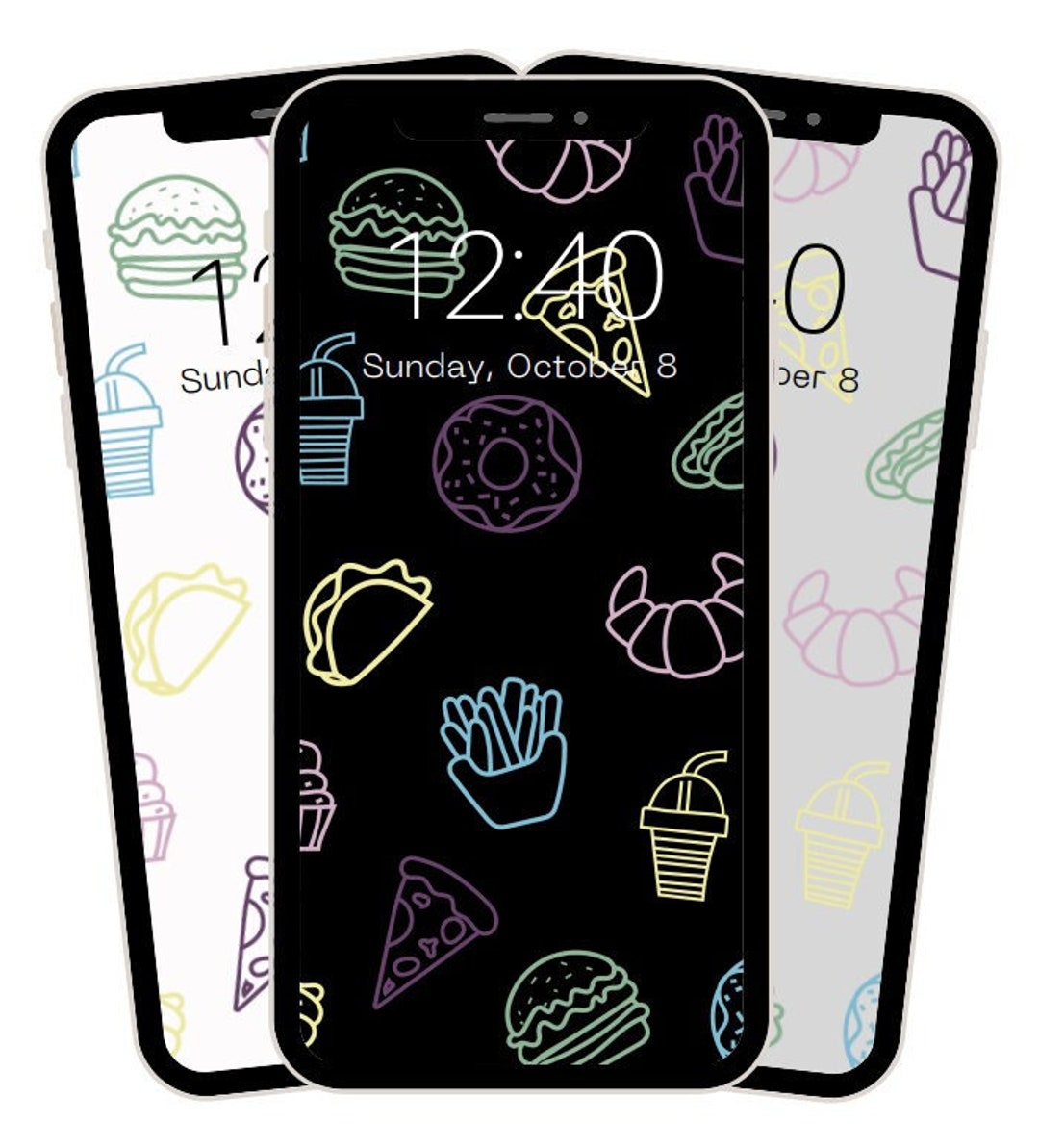 Food Doodle Phone Background, Food Phone Background, Phone Background ...