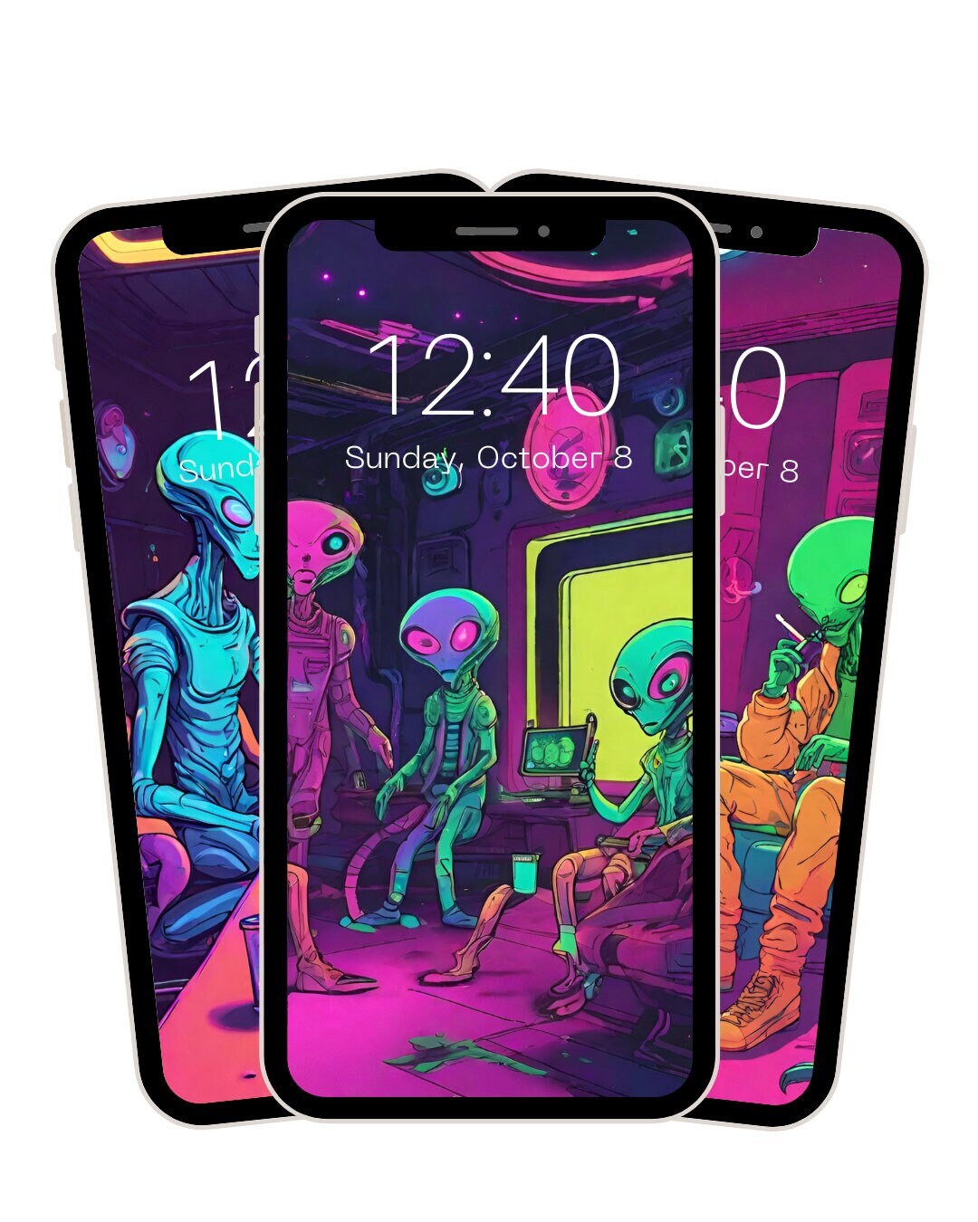 Alien Phone Background, Neon Alien Phone Background, Aliens, Phone ...