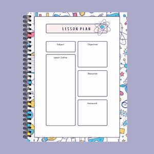 Teacher Planner, Academic Planner for Teachers, Pastel Science Doodles ...