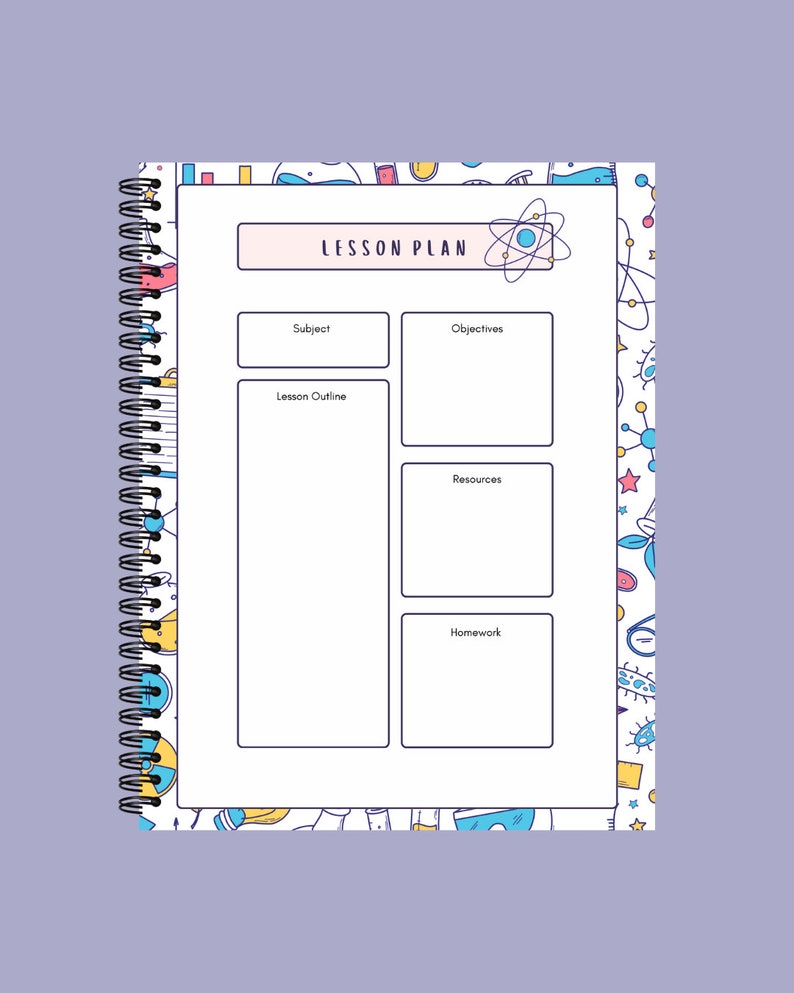 Teacher Planner, Academic Planner for Teachers, Pastel Science Doodles ...