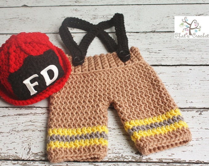 Instant Download PATTERN in English Newborn Crochet Fireman Set Outfit ...