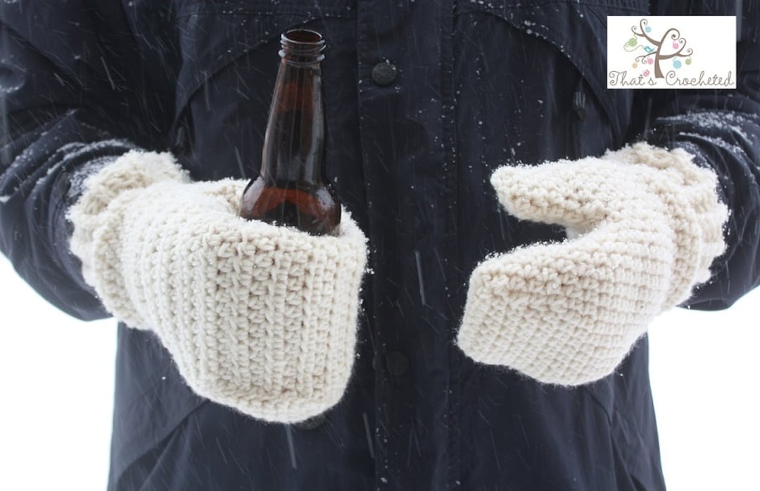 Beverage Cozy Mitts, Crochet Mitts, Ladies Mitts, Men Mitts, Crochet ...