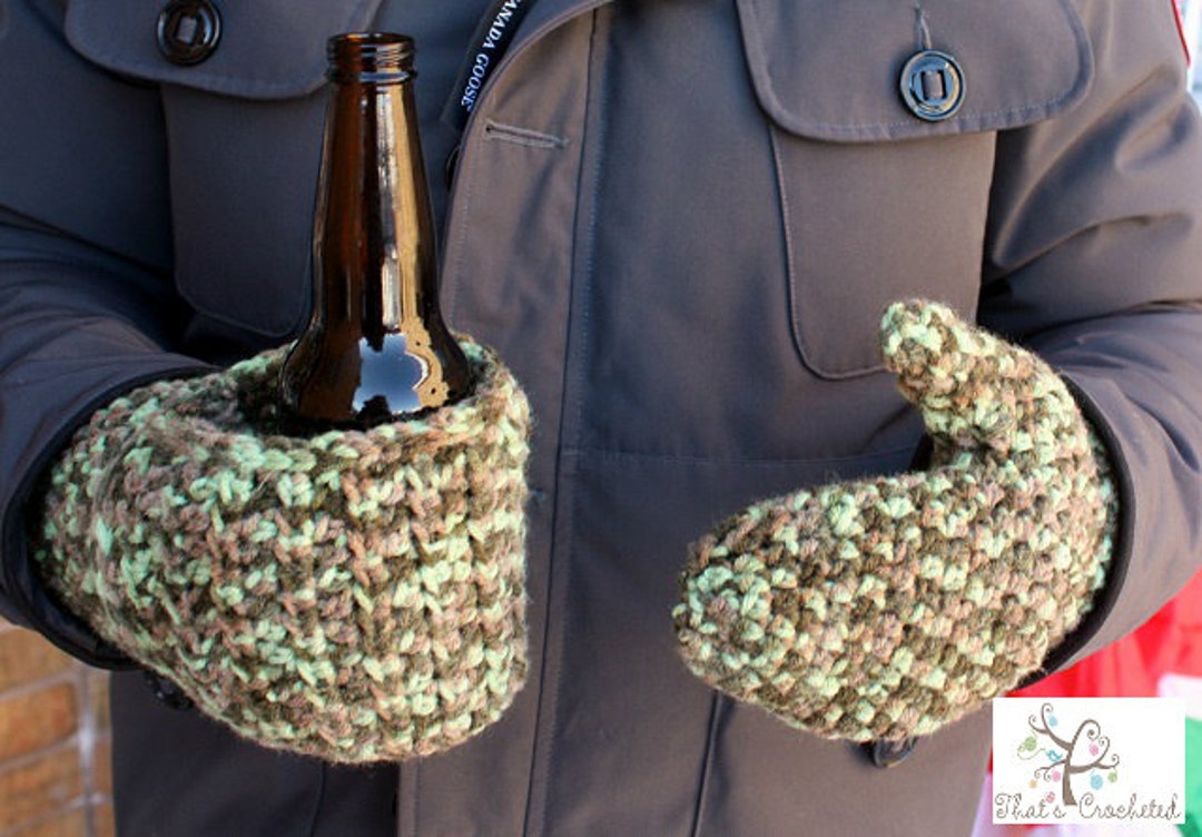 Beverage Cozy Mitts, Crochet Mitts, Ladies Mitts, Men Mitts, Crochet ...