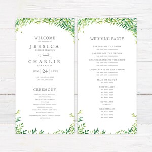 Elegant Botanical Wedding Program With Sprinkled Leaves Design - Custom ...