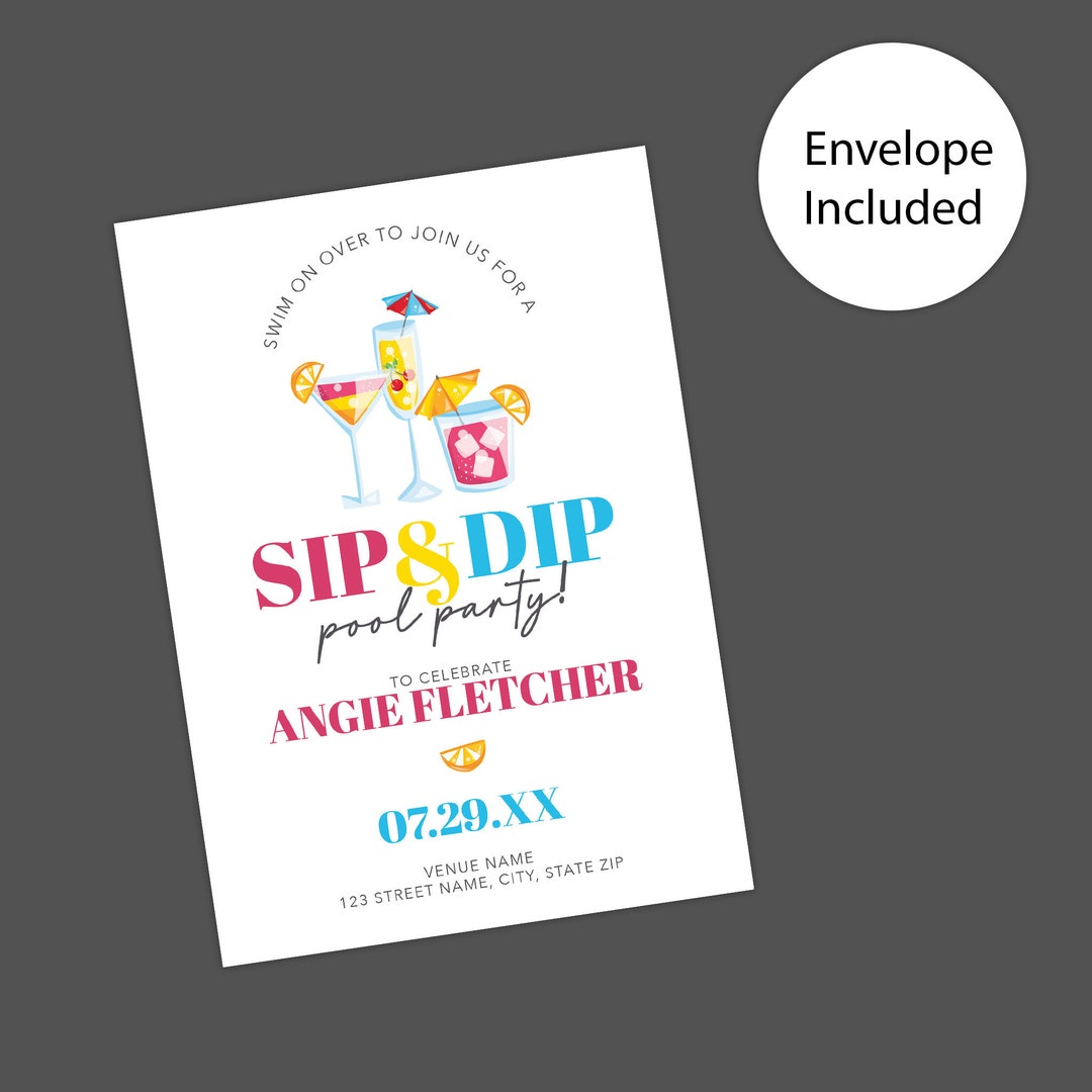 Party Invitation: Sip and Dip Pool Party - Etsy