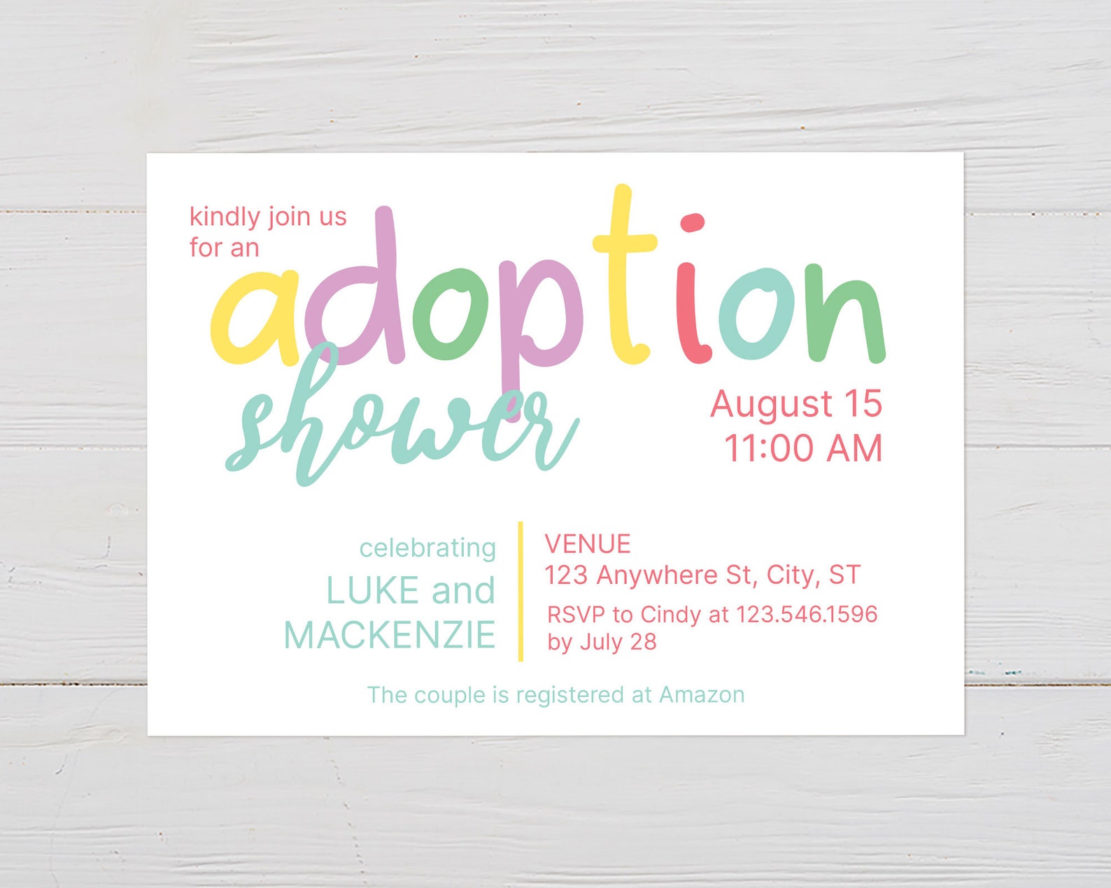 Customizable Printed Adoption Shower Invitations: Playful Minimal ...