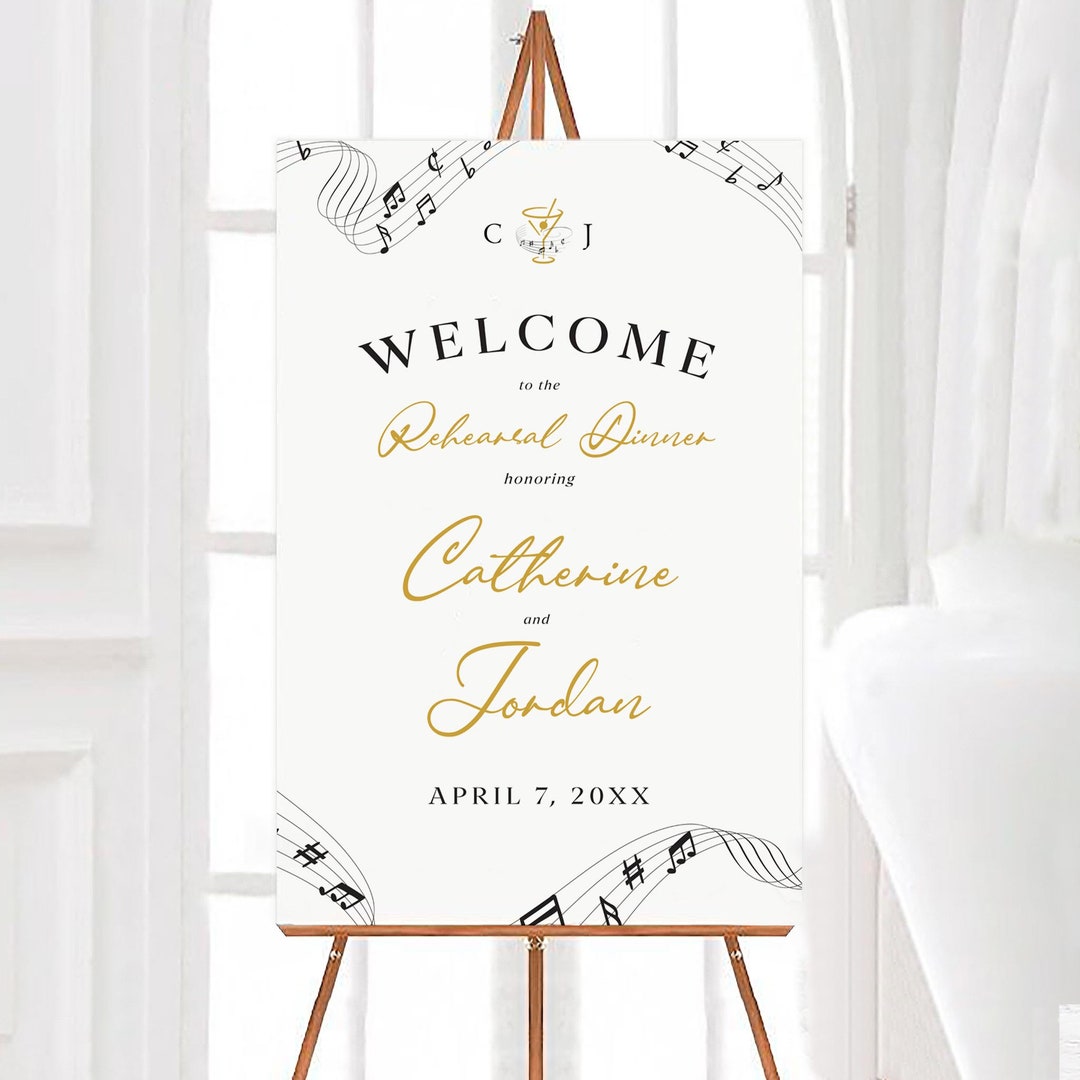 Printed Welcome Sign: Musical Notes Dinner Welcome Sign - Etsy