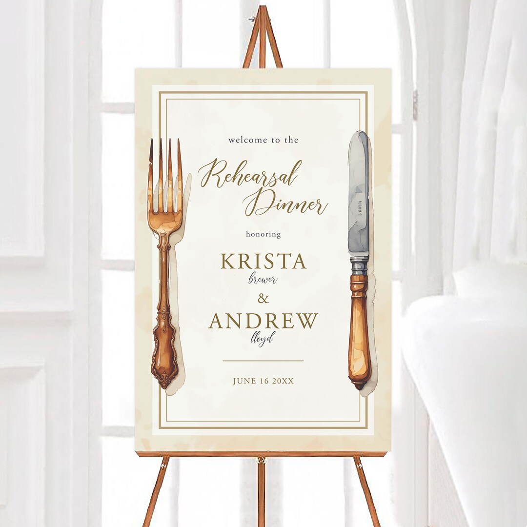 Copper Flatware Welcome Sign, Rehearsal Dinner Sign, Rehearsal Dinner ...