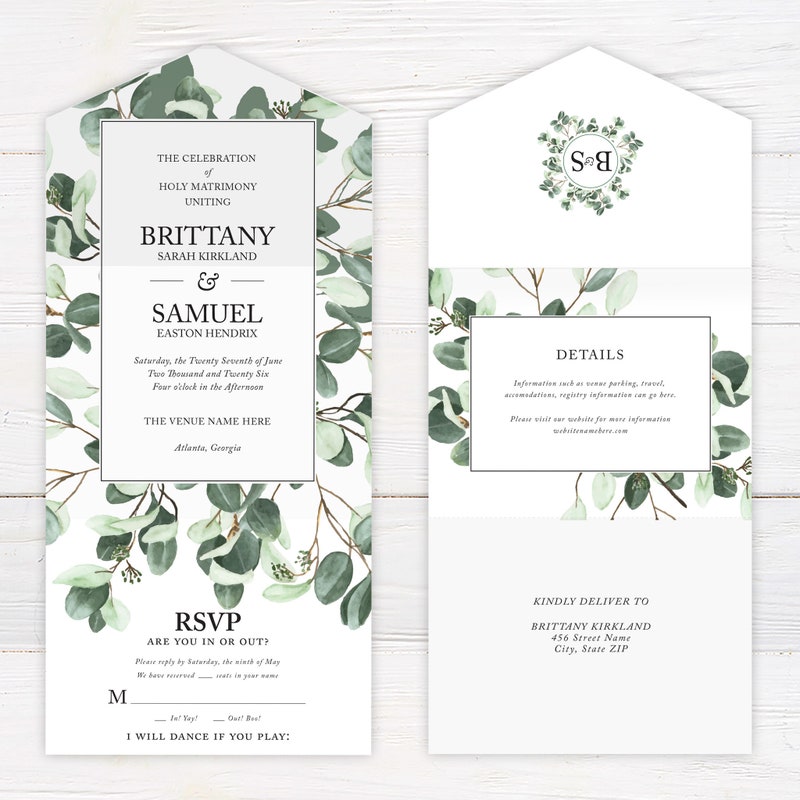 Wedding Invitation All in One - Etsy