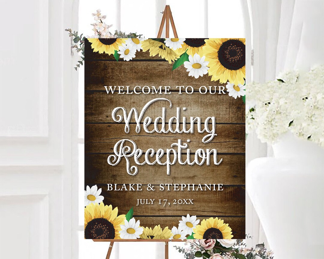 Rustic Sunflower Welcome Sign, Custom Wood Barn Wedding Welcome ...