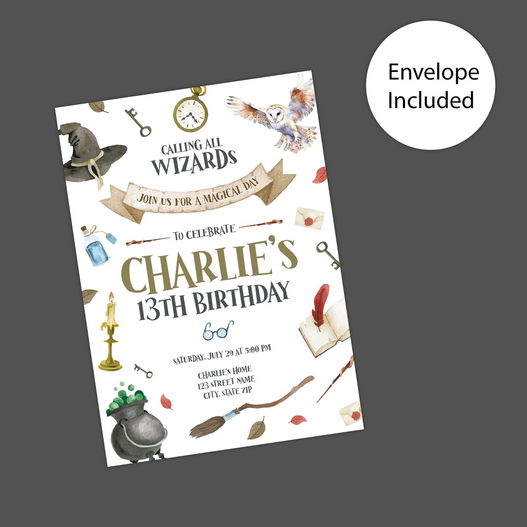 Magical Wizard Birthday Party Invitation for Kids' Sleepover ...