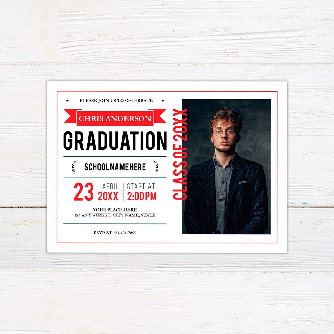 Stylish Horizontal Graduation Announcement Card | Modern Bold Senior ...