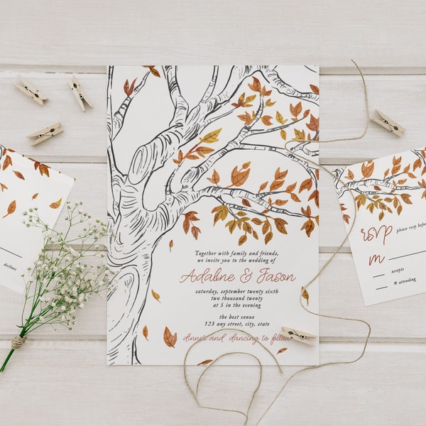 Fall Wedding Invitations - Etsy
