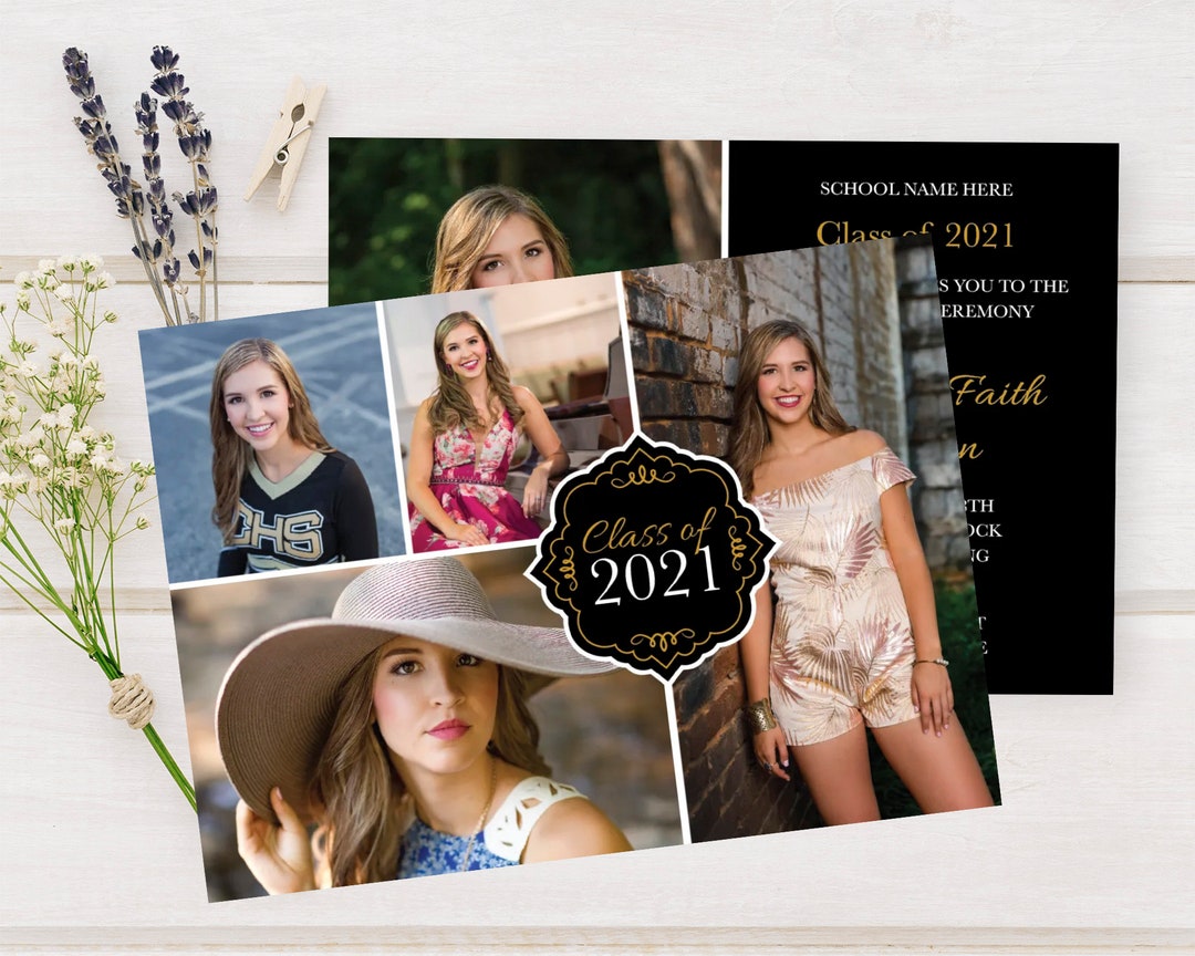 Grad Photo Collage, Customized Printed Graduation Announcement, Grad ...