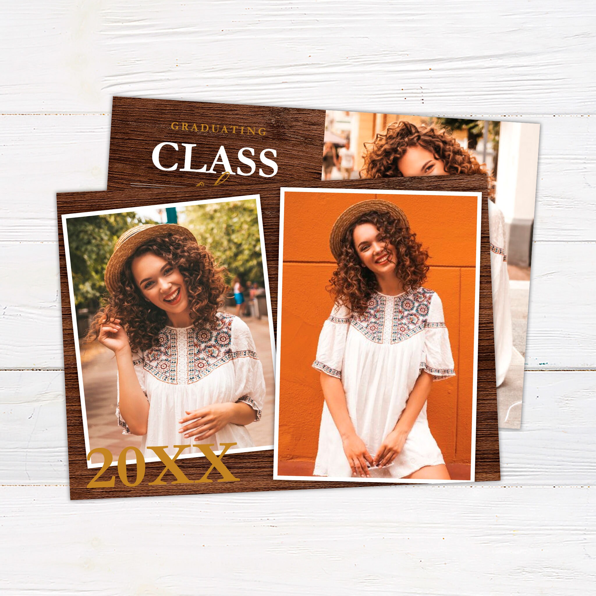 Personalized Rustic Wood Graduation Announcement Card With Senior Photo ...