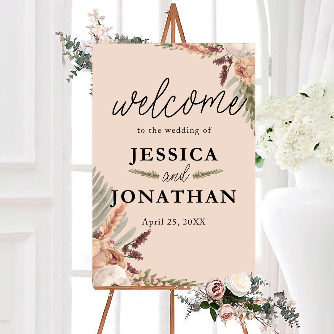 Custom Welcome Sign: Boho Rose Sign, Event Sign, Welcome Sign - Etsy