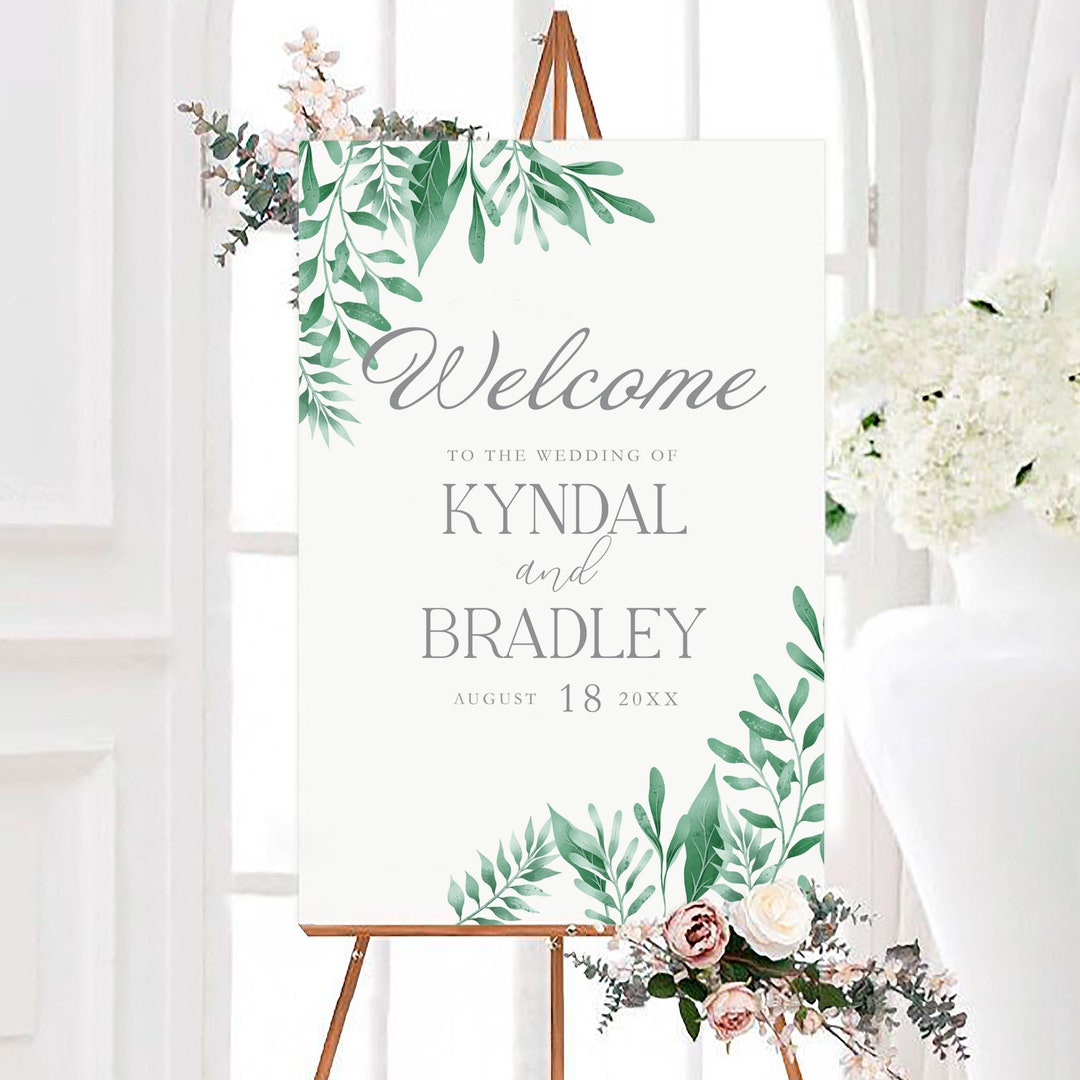Custom Welcome Sign: Greenery Corners Sign - Etsy