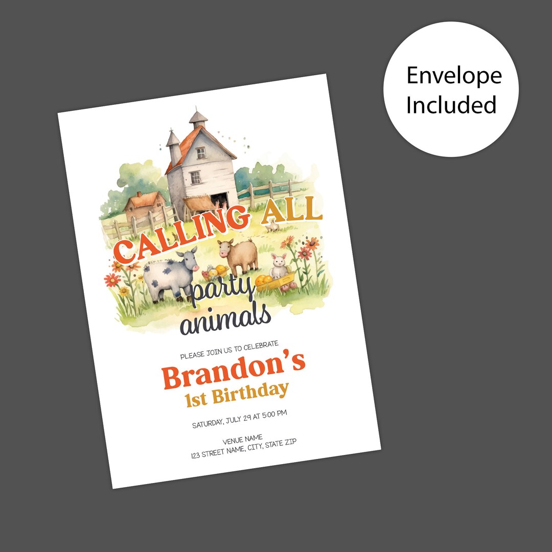 Barnyard Birthday Party Bundle: Farm-themed Invitations, Decorations ...