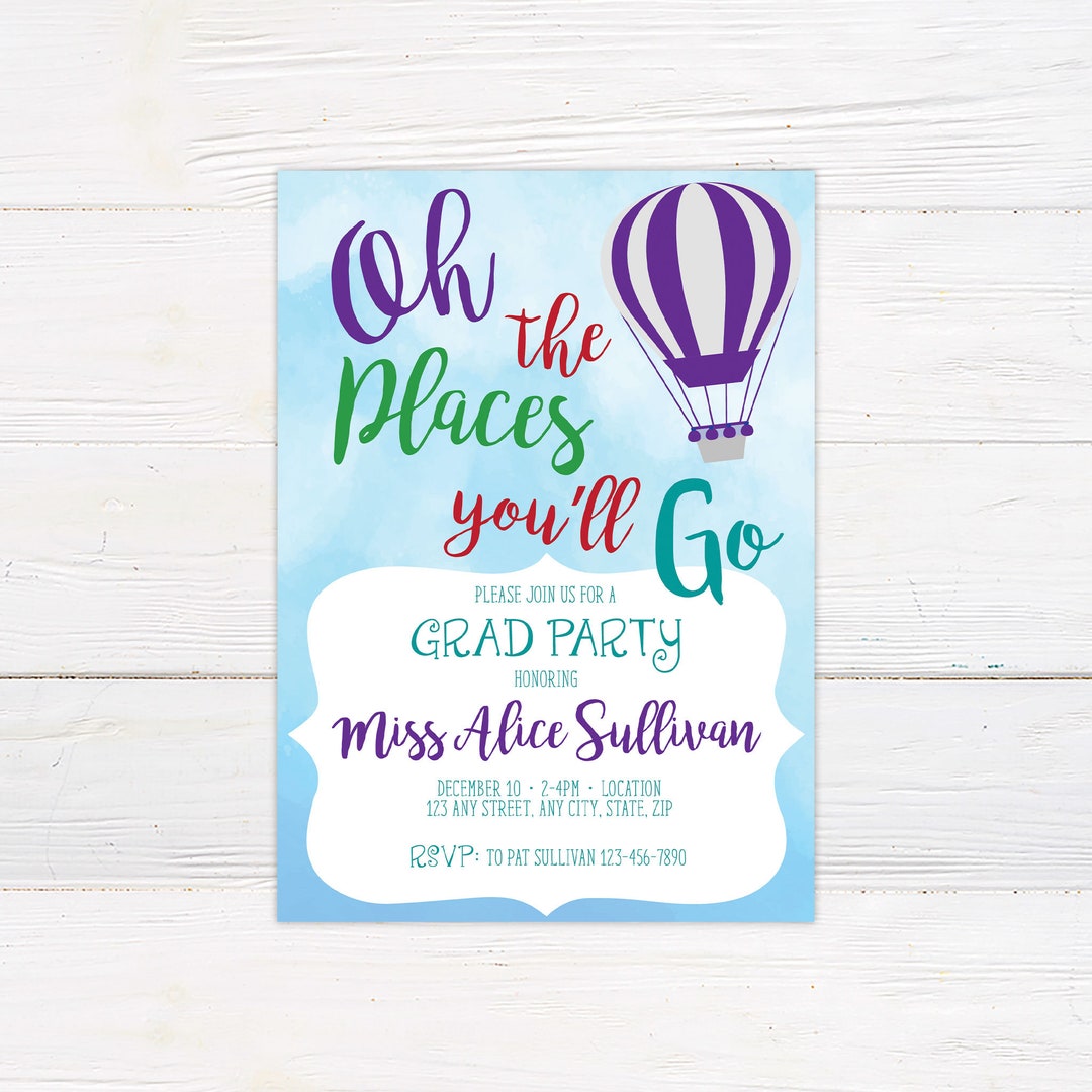 Oh the Places You'll Go Graduation Invitation | Custom Printed ...