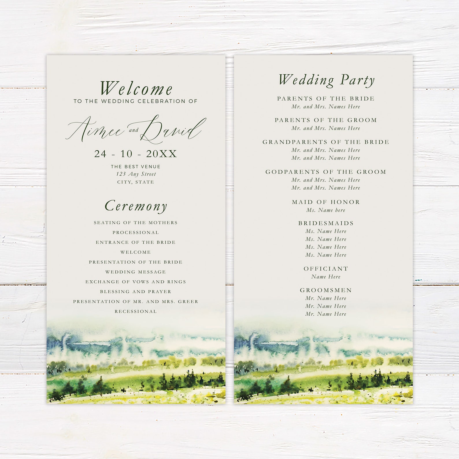 Rustic Farmland Wedding Invitation Suite: Custom Botanical Fields ...