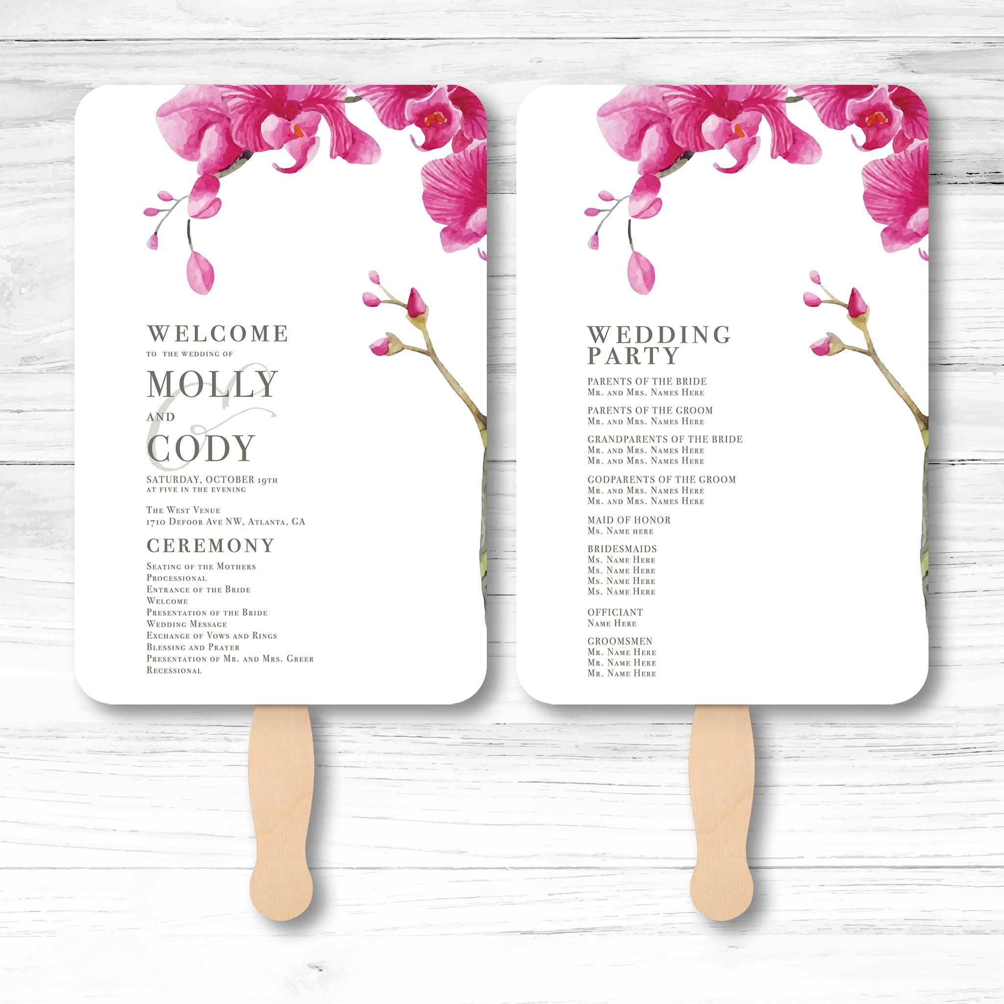 Elegant Floral Wedding Program Fans: Customized Ceremony Accessories ...