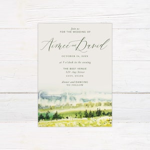 Rustic Farmland Wedding Invitation Suite: Custom Botanical Fields ...
