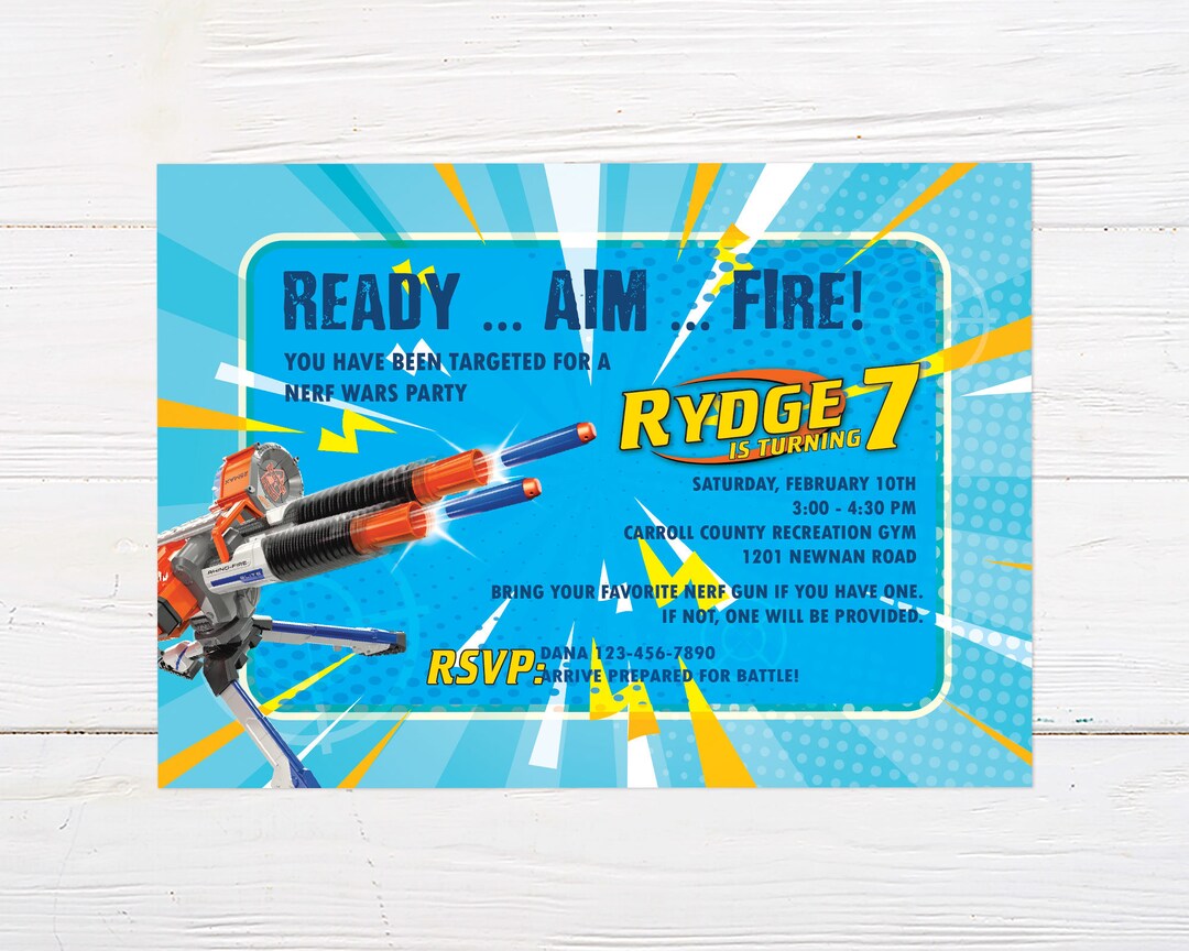 Birthday Bundle: Nerf Party Invitation - Etsy
