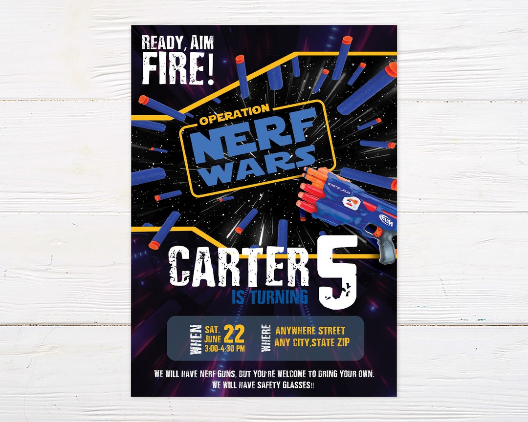 Birthday Bundle: Nerf Wars Invitation - Etsy