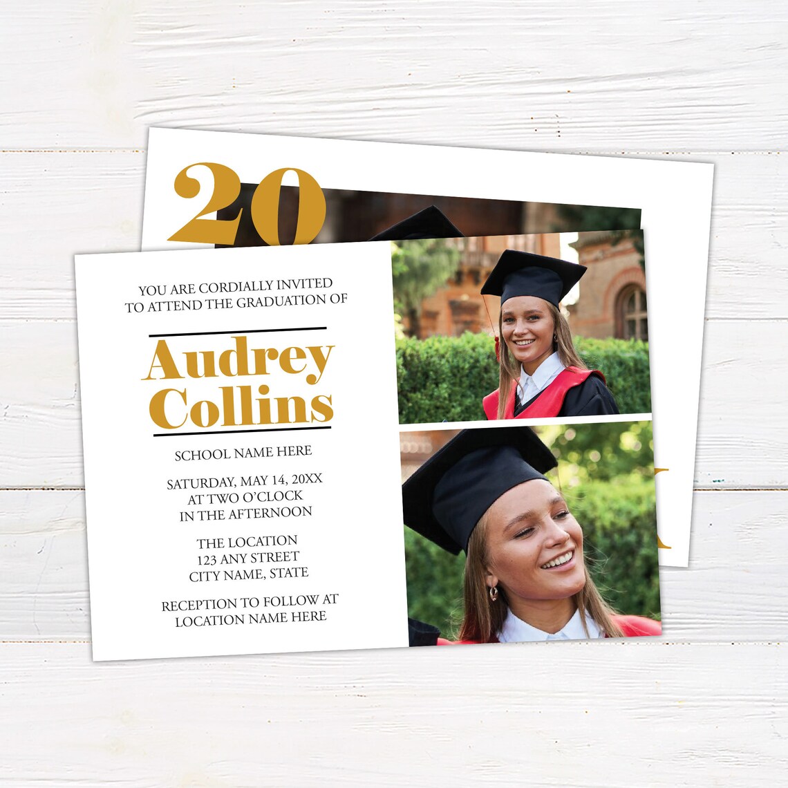Elegant Landscape Graduation Announcement Card - Custom Photo Frame ...