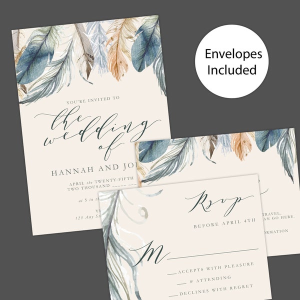 Feather Invitation - Etsy