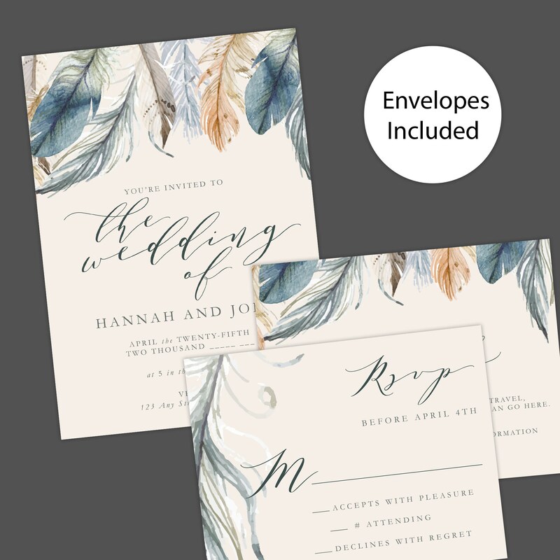 Feather Invitation - Etsy