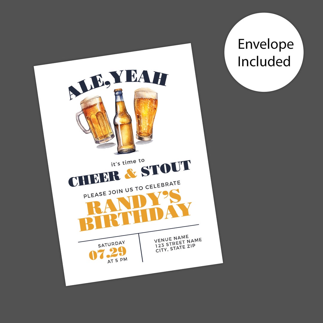 Cheer & Stout Party Invitation: Adult Celebration for Brewery, Cookout ...