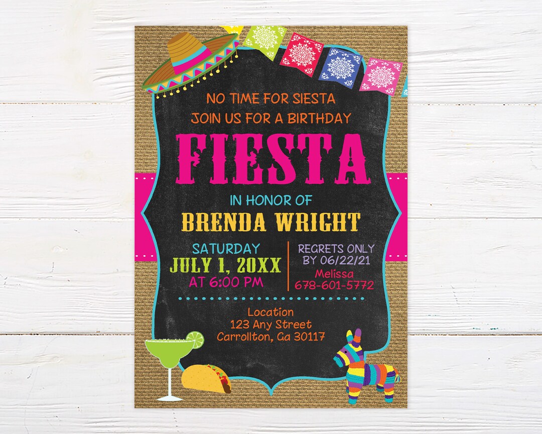 Fiesta Birthday Invitation Bundle: Colorful Mexican-themed Party ...