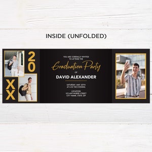 Modern Six-photo Gatefold Graduation Invitation Custom Folded Grad Card ...