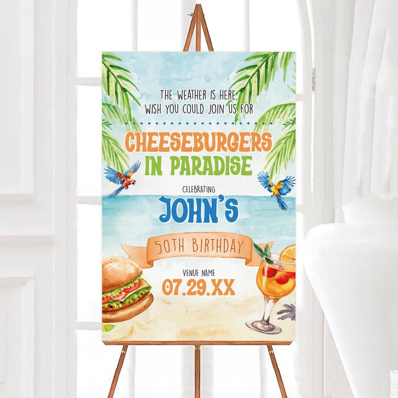 Cheeseburger Paradise Party Invitation: Beach-themed Cookout ...