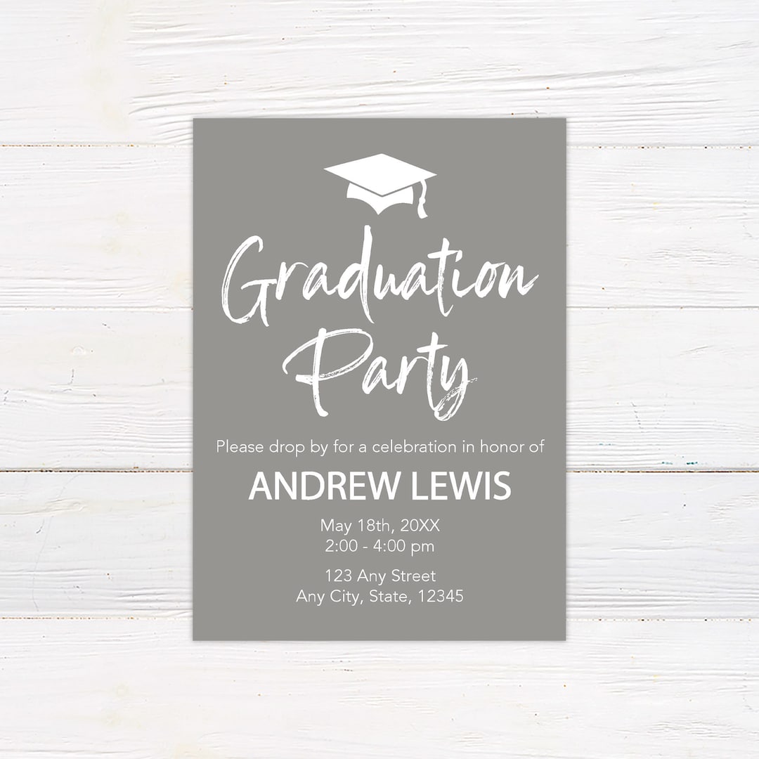 Elegant Custom Graduation Party Invitations: Personalized Printed Cards ...