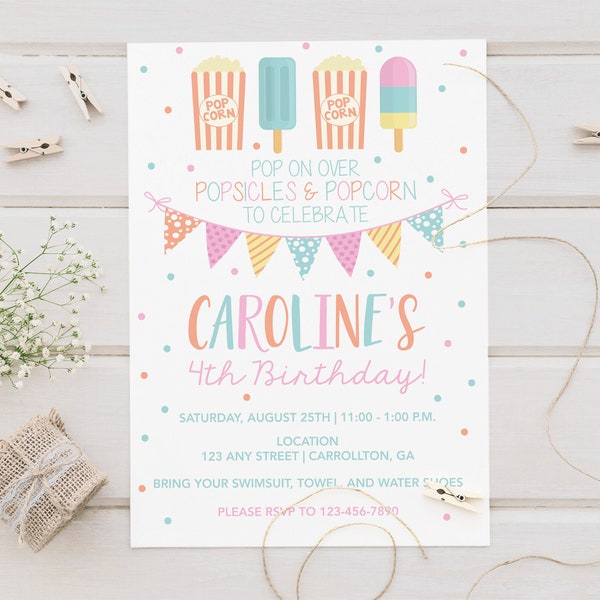 Popcorn Invitation - Etsy