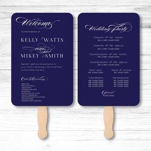 Elegant Customized Wedding Program Fans: Printed Details on Wooden ...