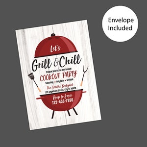 Grill & Chill Outdoor Party Invitation: Customizable BBQ Cookout Invite ...