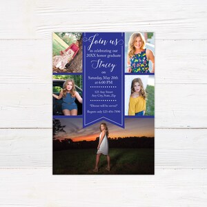 Custom Graduation Ribbon Photo Collage Invitation: Personalized Ribbon ...