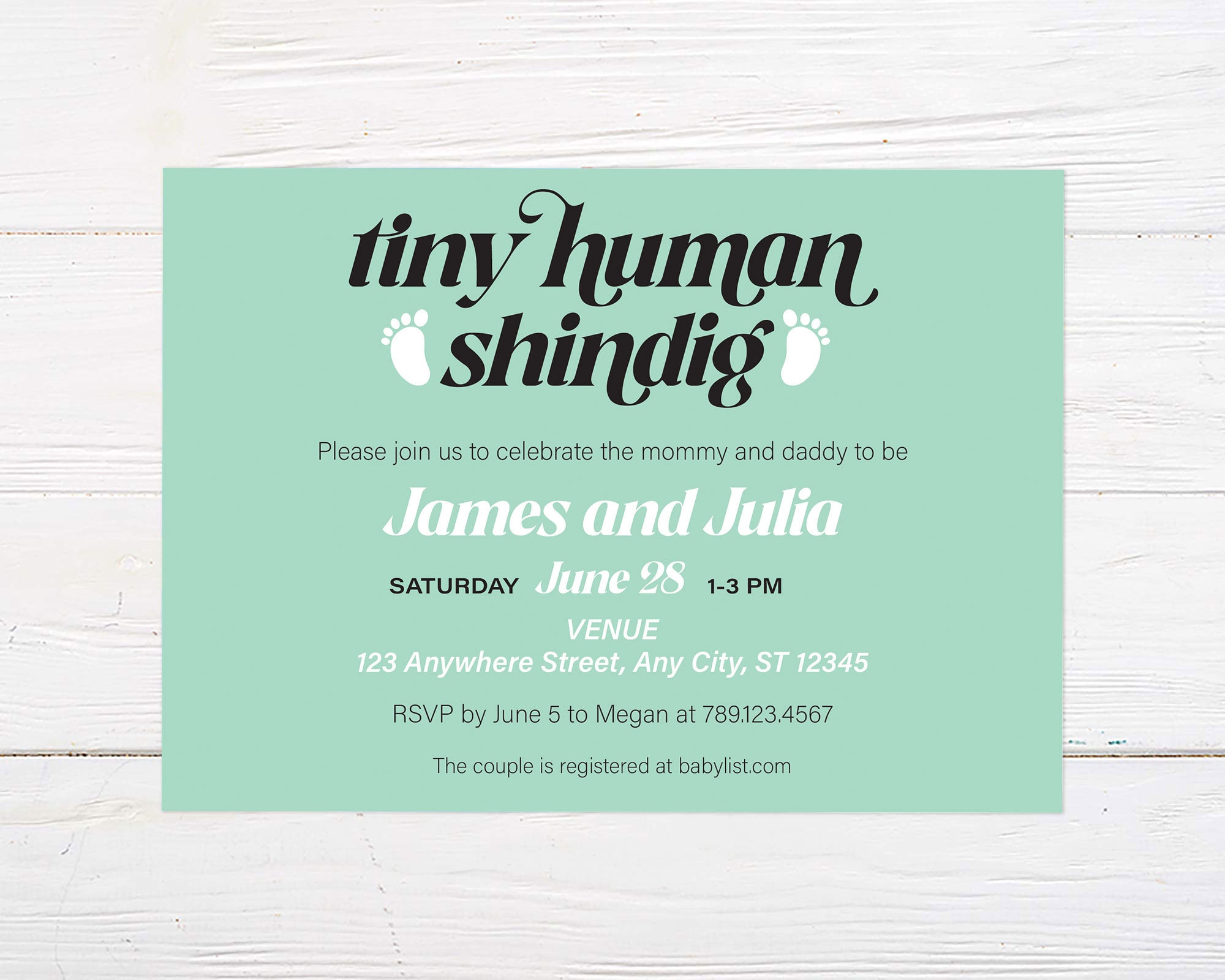 Printed Minimal Baby Shower Invitation: Tiny Human Shindig Announcement ...