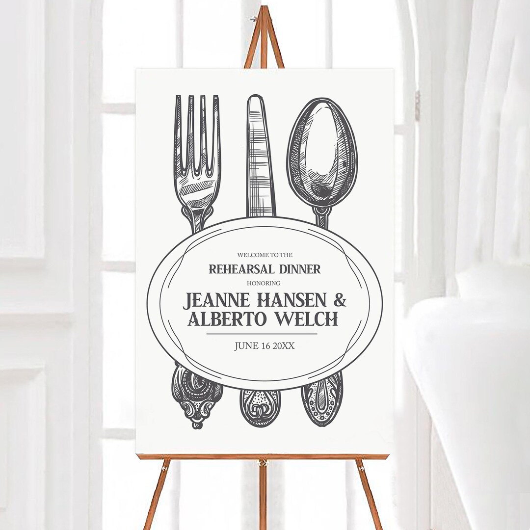 Vintage Silverware Welcome Sign, Rehearsal Dinner Sign, Rehearsal ...