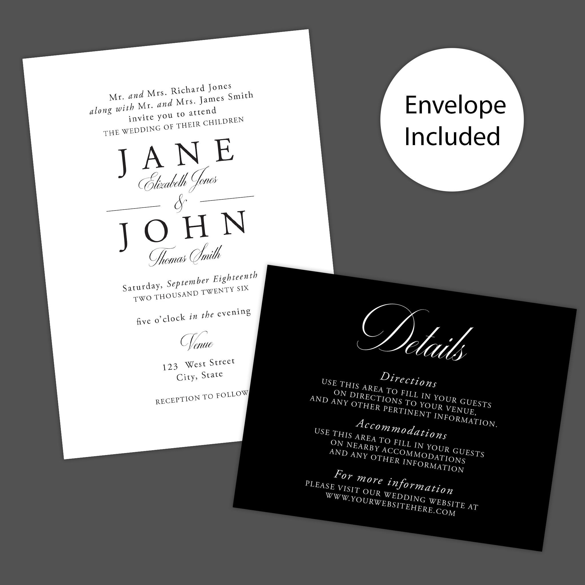 Elegant Wedding Program Template: Minimalist Monochrome Order of ...