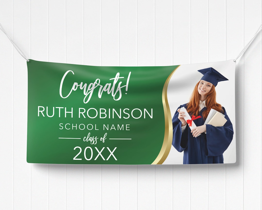 Banner: Gold Accent Photo Graduation Banner - Etsy