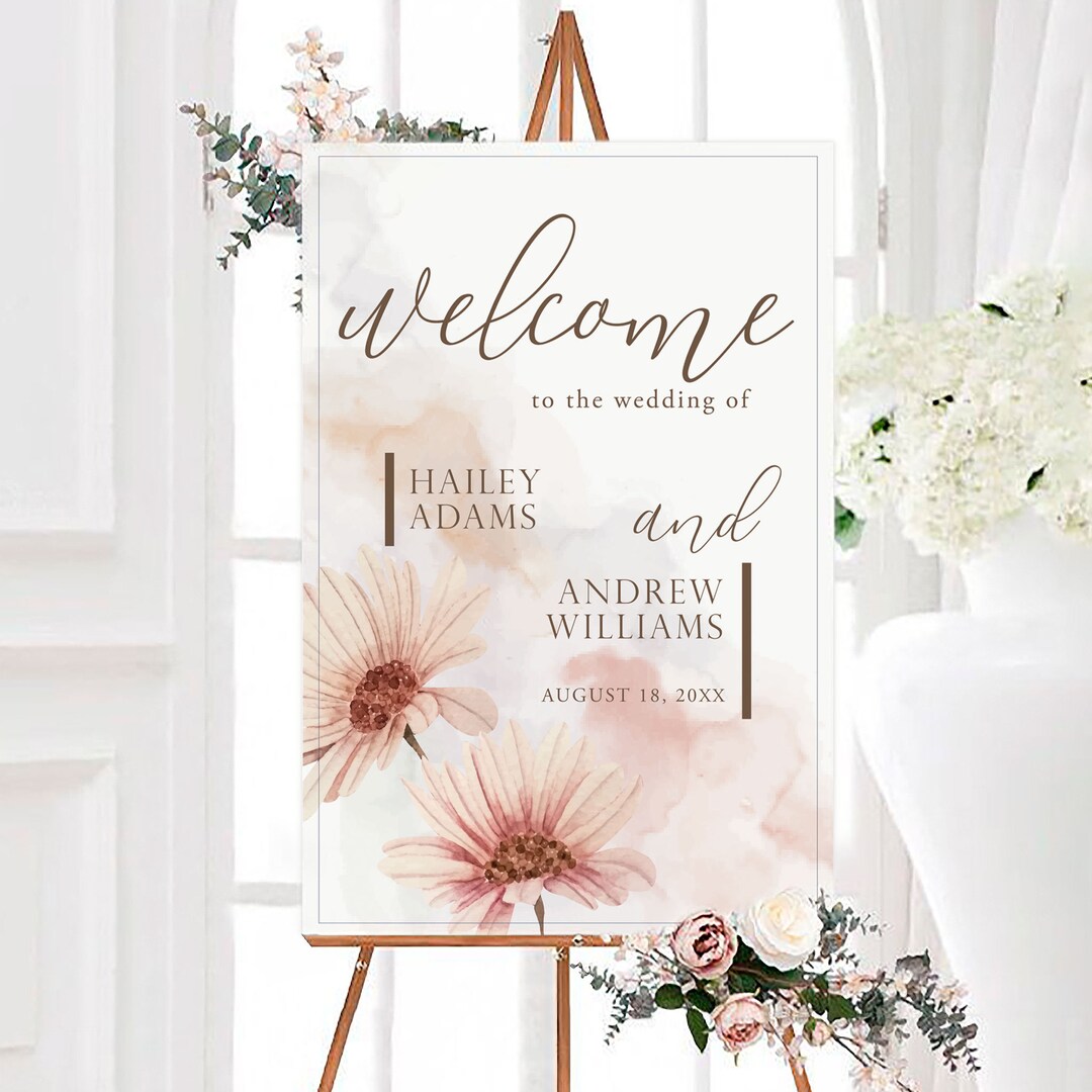 Floral Welcome Sign for Events: Breezy Blossoms Printed Indoor Outdoor ...