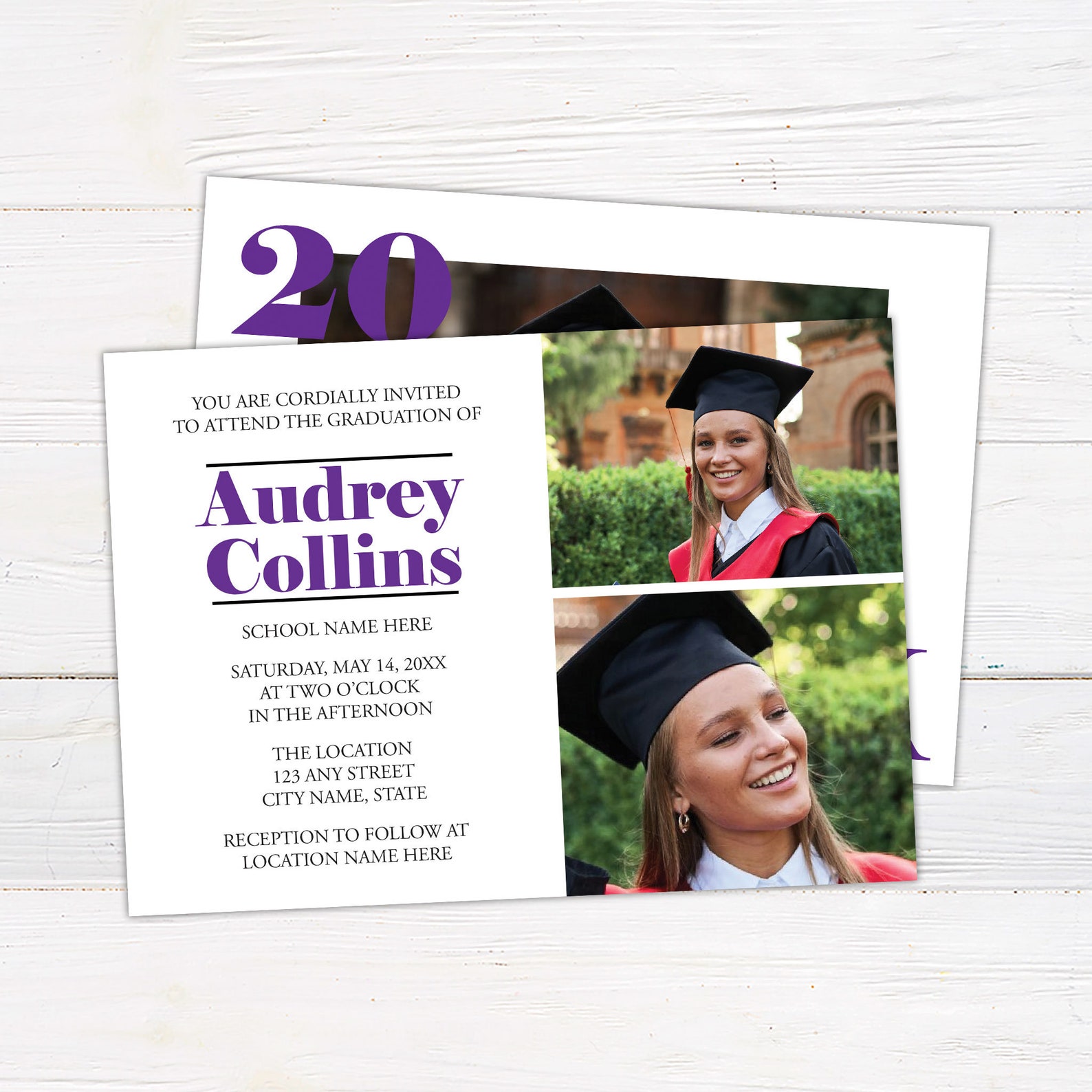 Elegant Landscape Graduation Announcement Card - Custom Photo Frame ...