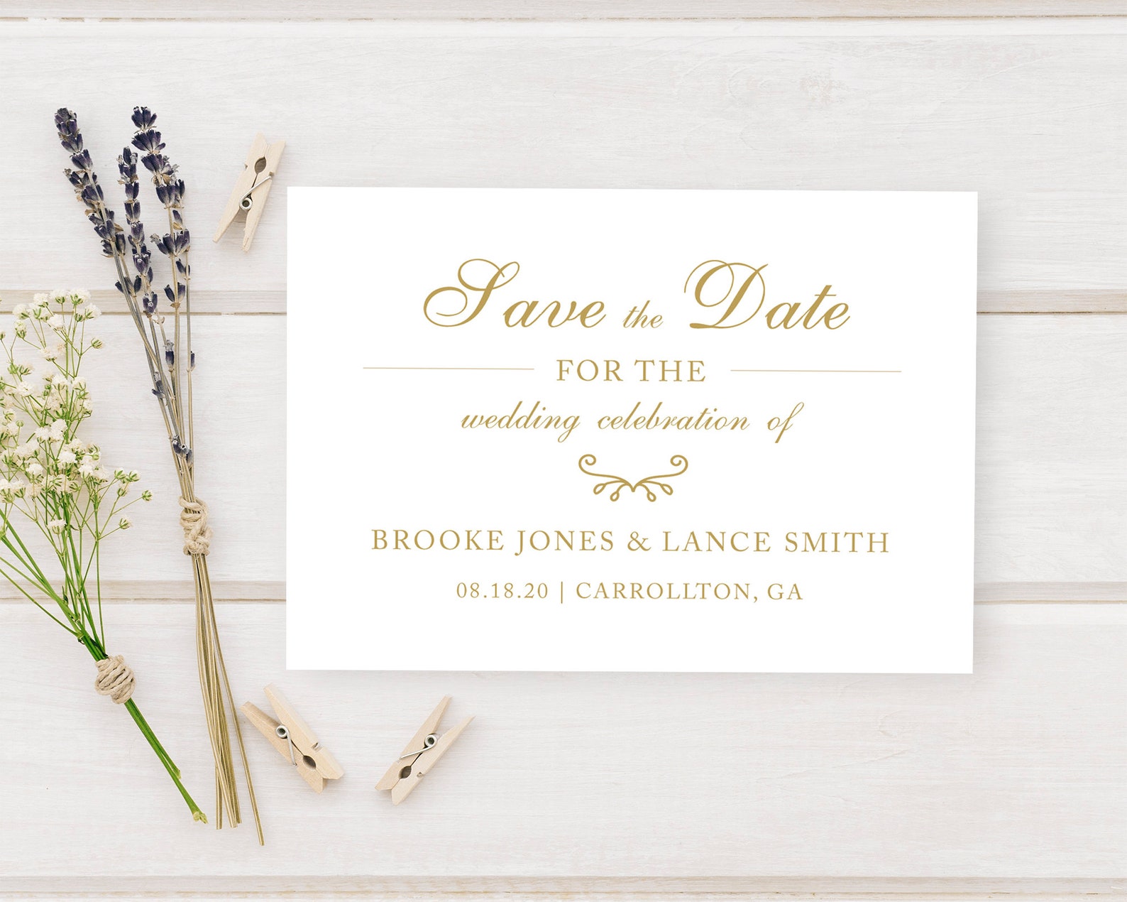 Ornate Gold Border Wedding Save the Date Cards, Elegant Wedding ...