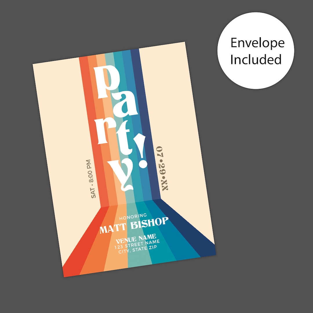 Retro-themed Party Invitation: Groovy Vibes for Birthday, Engagement ...